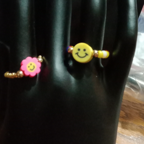 Jewelry | Beaded Smiley Face Rings | Poshmark